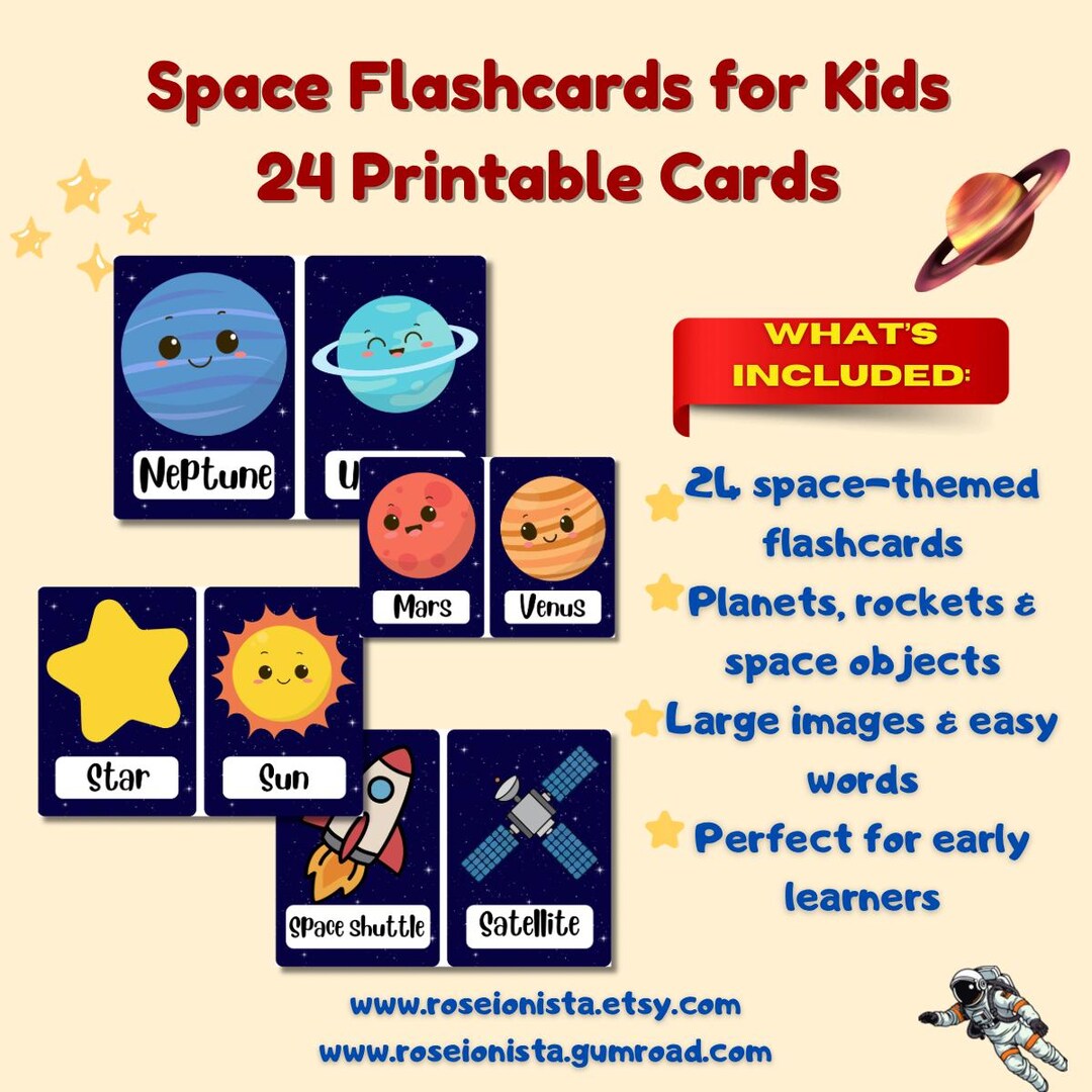 Printable Space Flashcards: Educational Homeschool Resource - Etsy
