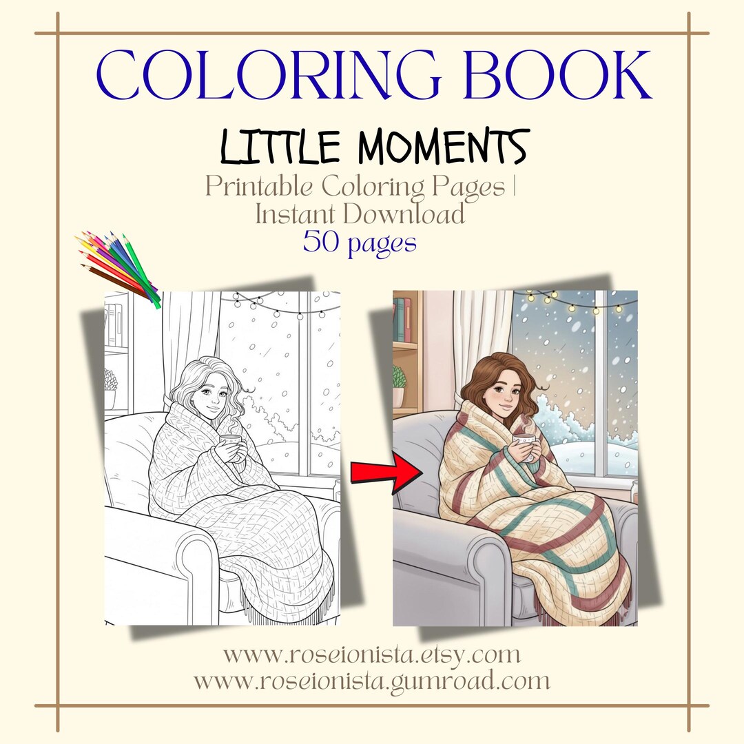 Cozy Girls Moments Coloring Book | 50 Relaxing Pages (PDF Pattern) - Etsy