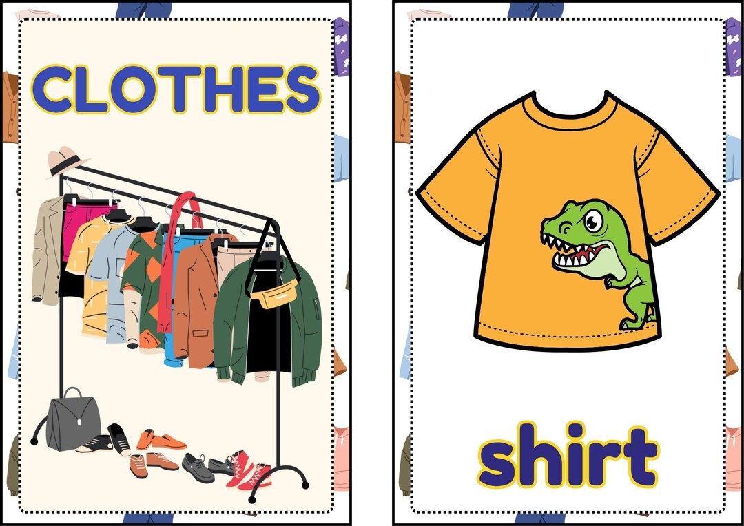 Clothes Flashcards: ESL Learning, Preschool Education - Etsy