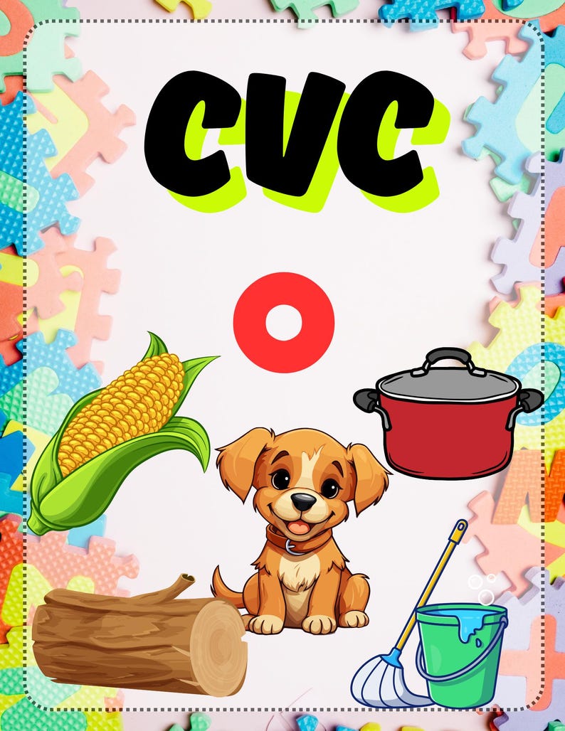 A4 Sizes Printable CVC Short O in Colorful Photos and Words - Etsy