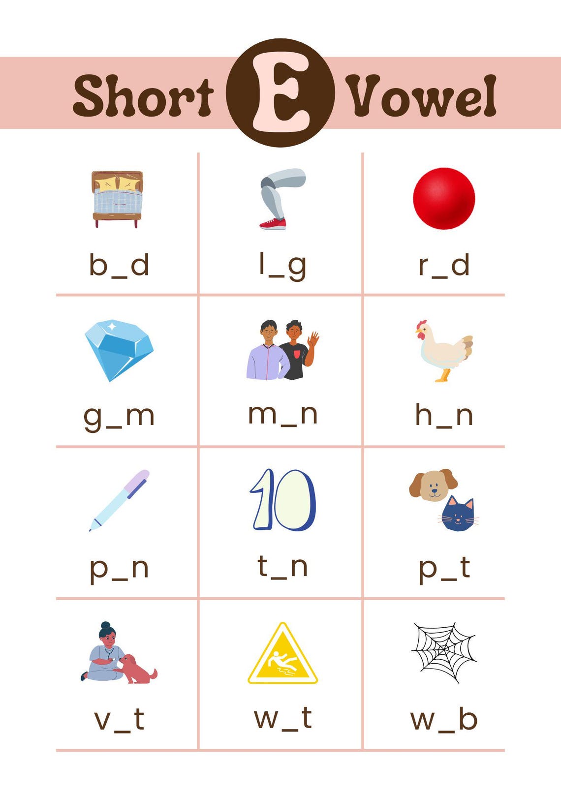Short AEIOU Vowel Early Literacy English Worksheet in Illustrative ...