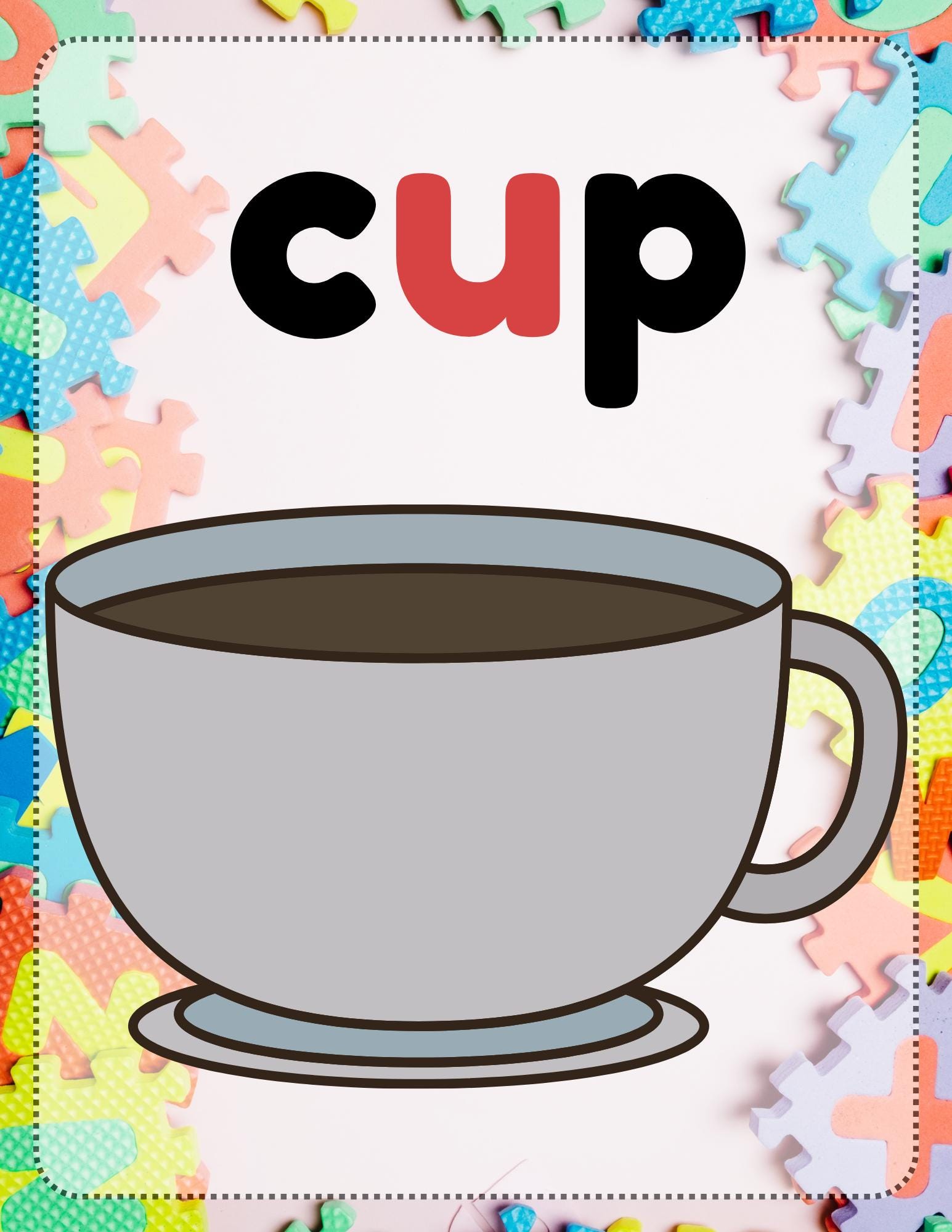 A4 Sizes Printable CVC Short U in Colorful Photos and Words - Etsy