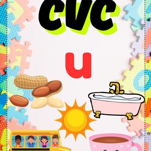 A4 Sizes Printable CVC Short U in Colorful Photos and Words - Etsy