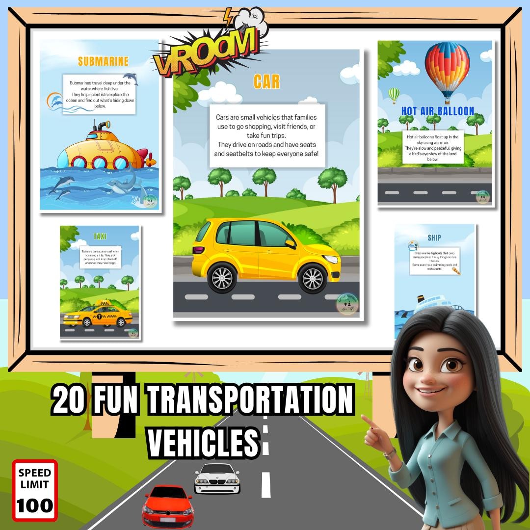 20 Fun Transportation Vehicles | Transportation Flashcards | Transport ...