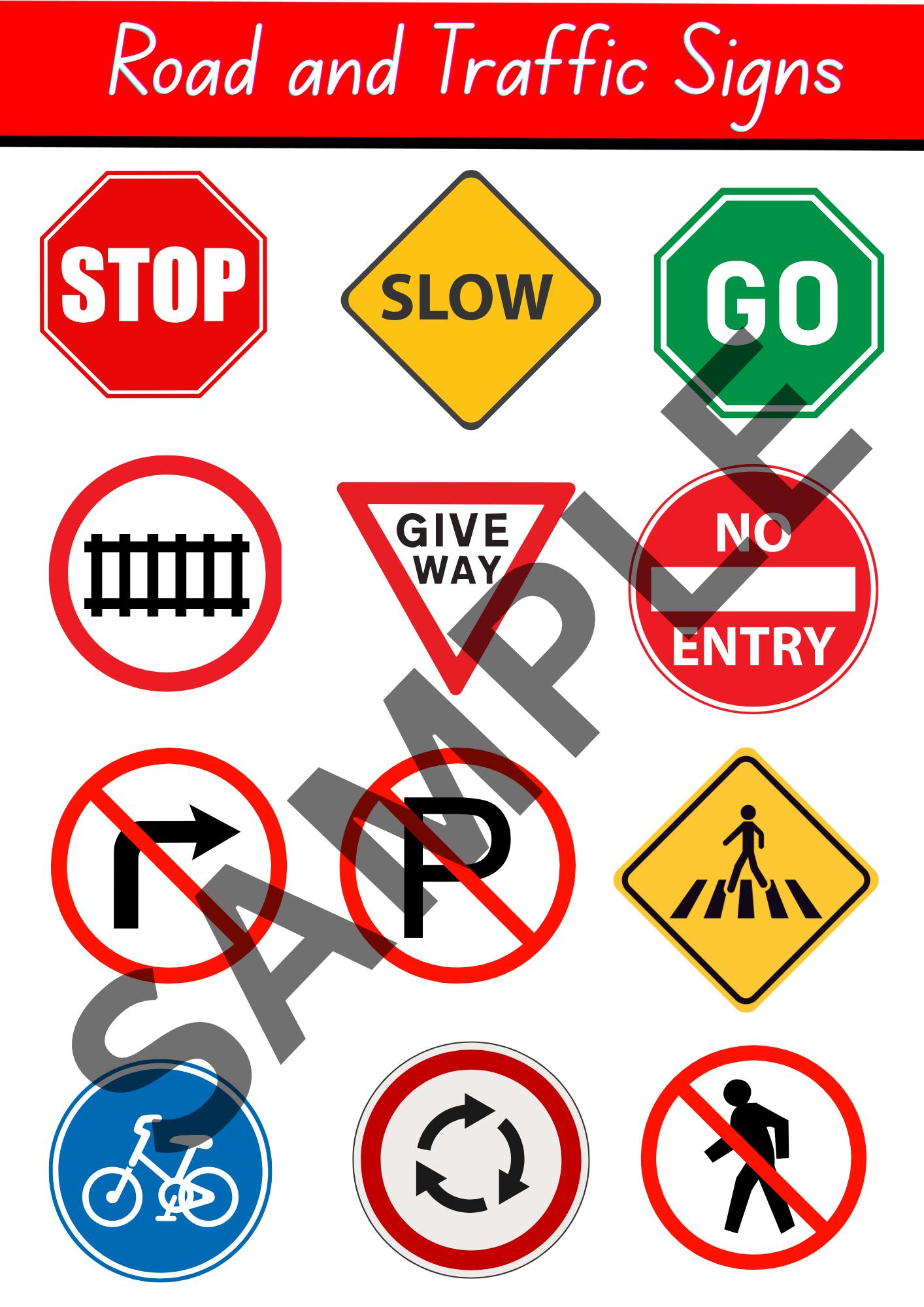 Road and Traffic Signs Matching Chart (2) (PDF) - Etsy