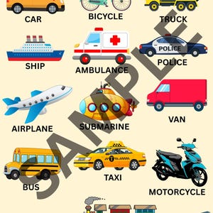 Transportation Matching Game: Vehicle Types Chart (PDF Digital Resource ...