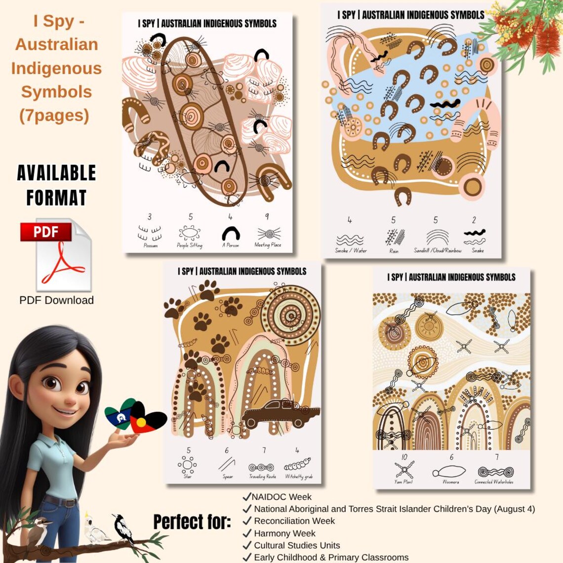 I Spy | Australian Indigenous Symbols | Printable PDF Activity | NAIDOC ...