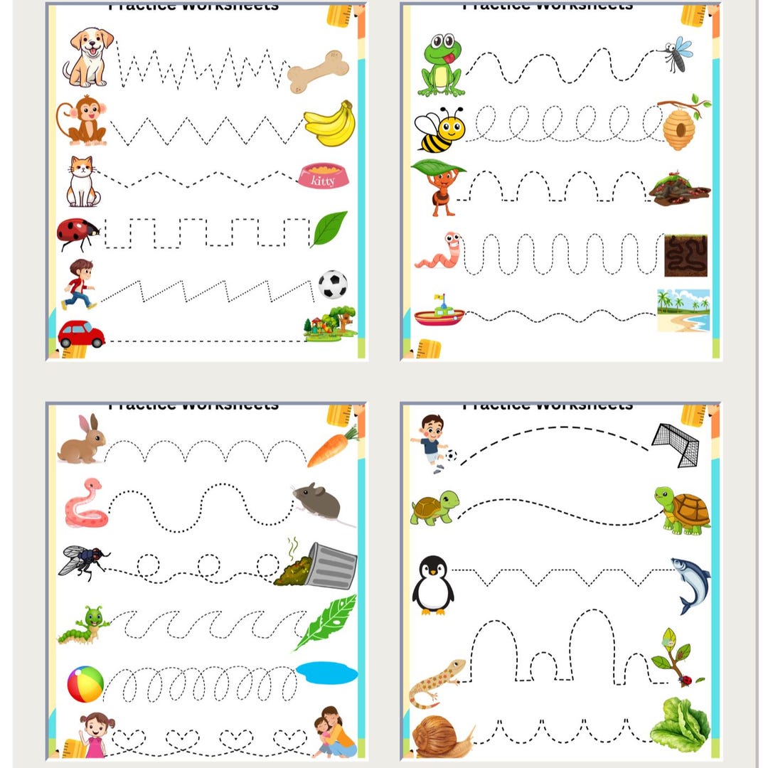 Farm Animals Tracing Worksheets Bundle | 4 Pages With Different Types ...