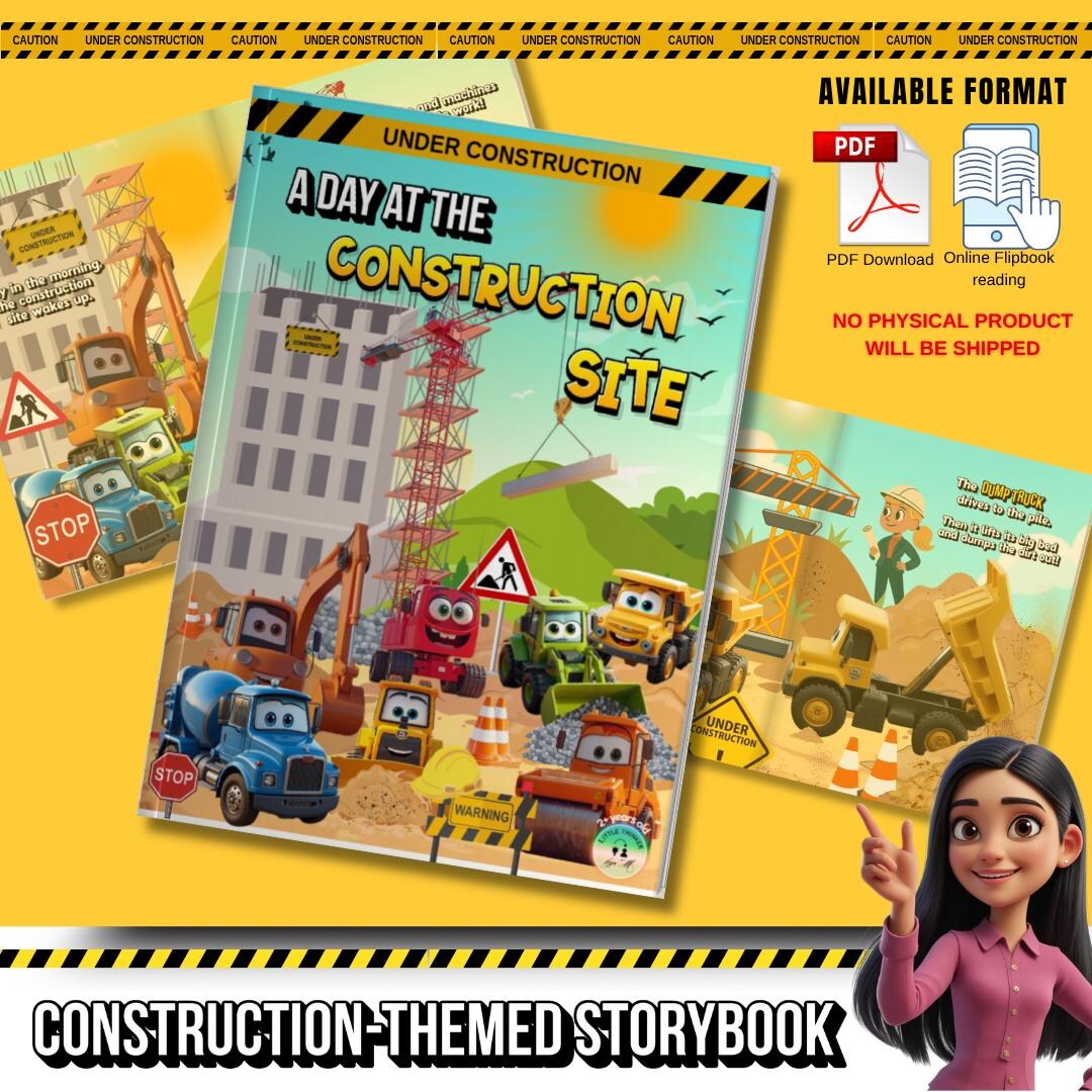 Construction Vehicles Storybook for Kids | PDF + Flipbook - Etsy Australia