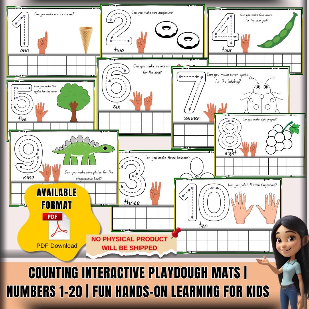 Counting Interactive Playdough Mats | Numbers 1–20 | Counting ...