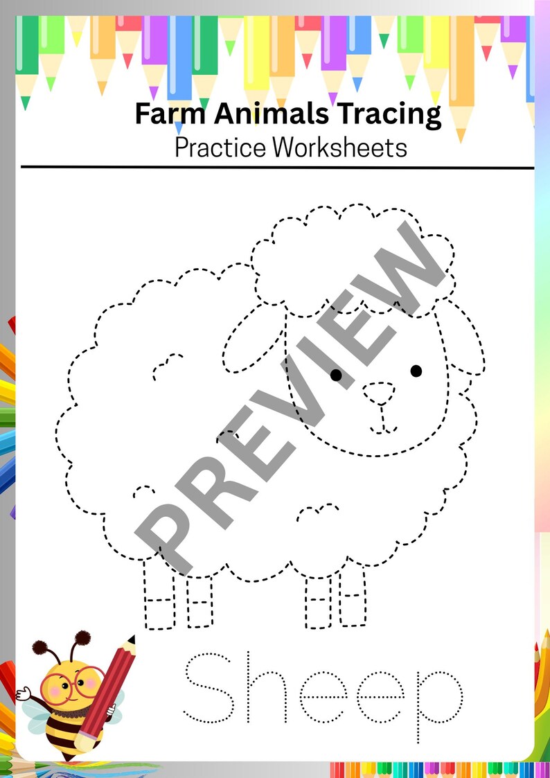 Farm Animals Tracing Worksheets: Fine Motor Skills Activity (PDF ...