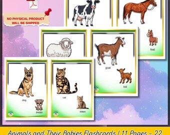 Preschool - Animals & Their Babies Cards - Etsy