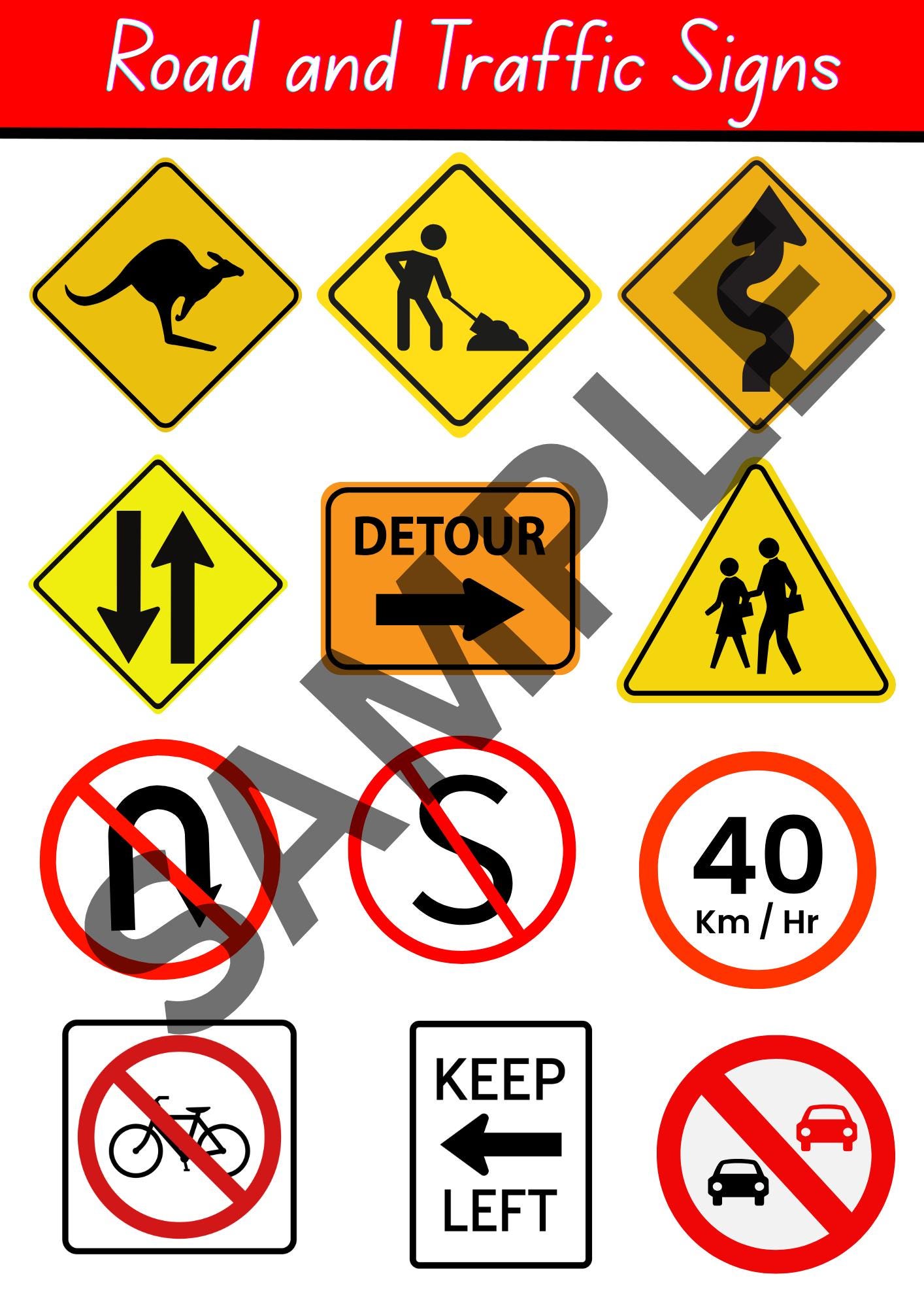 Road and Traffic Signs Matching Chart (2) (PDF) - Etsy