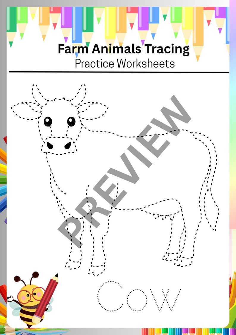 Farm Animals Tracing Worksheets: Fine Motor Skills Activity (PDF ...