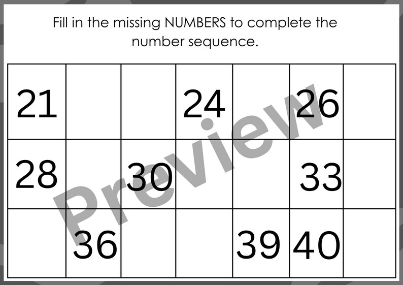 Number Charts, Numeracy, Number Worksheets, Fill in the Missing Numbers ...