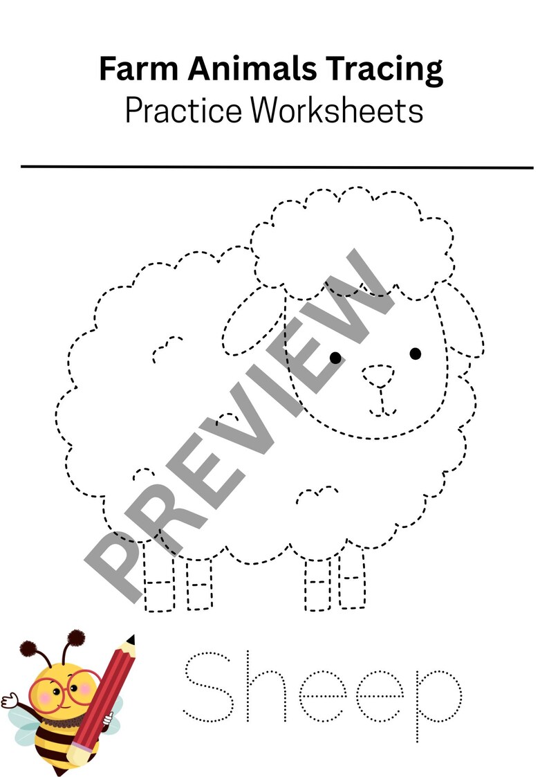 Farm Animals Tracing Worksheets: Fine Motor Skills Activity (PDF ...