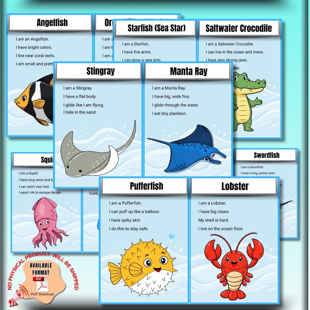 Sea Animal Flashcards | Fun Ocean Facts for Kids | Printable PDF ...