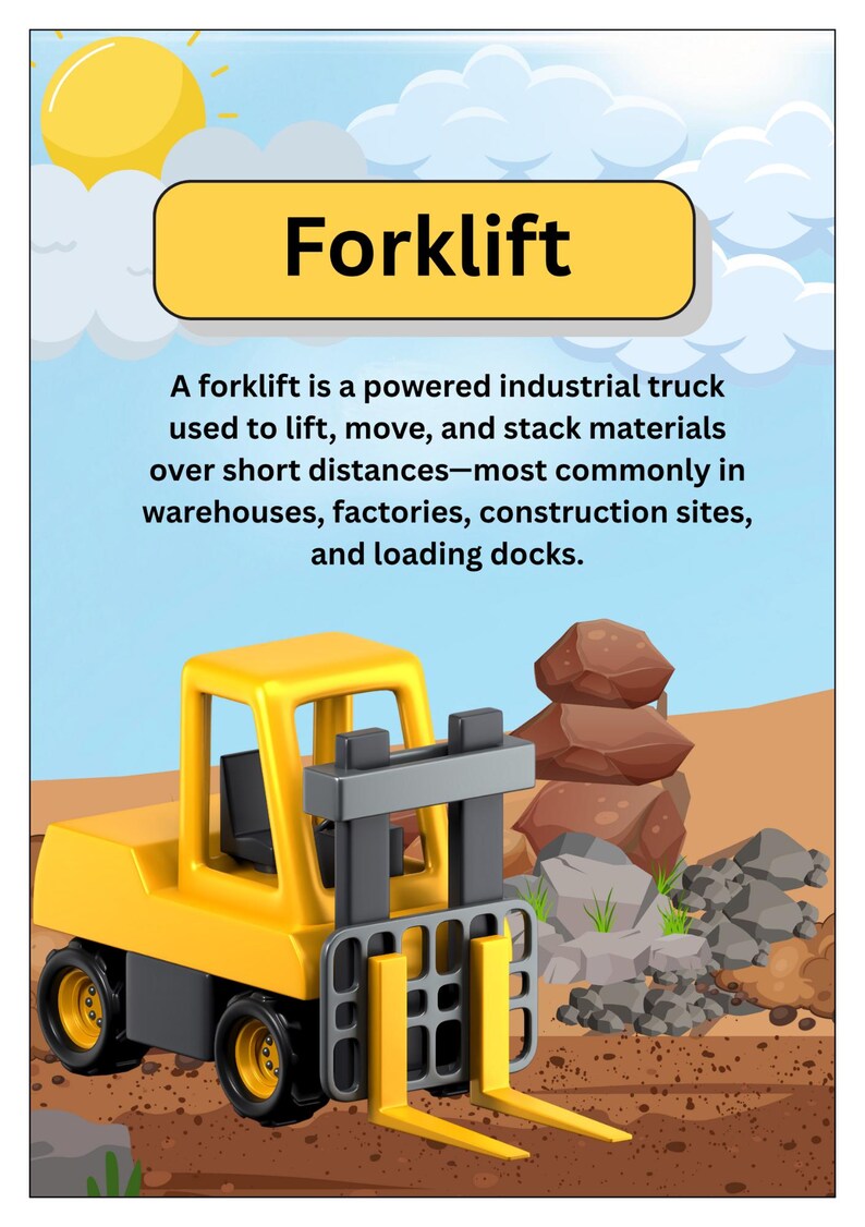 Construction Vehicles Flash Cards | 16 Printable Cards for Kids ...