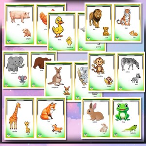 Animals and Their Babies Flashcards | Preschool & Kindergarten - Etsy ...