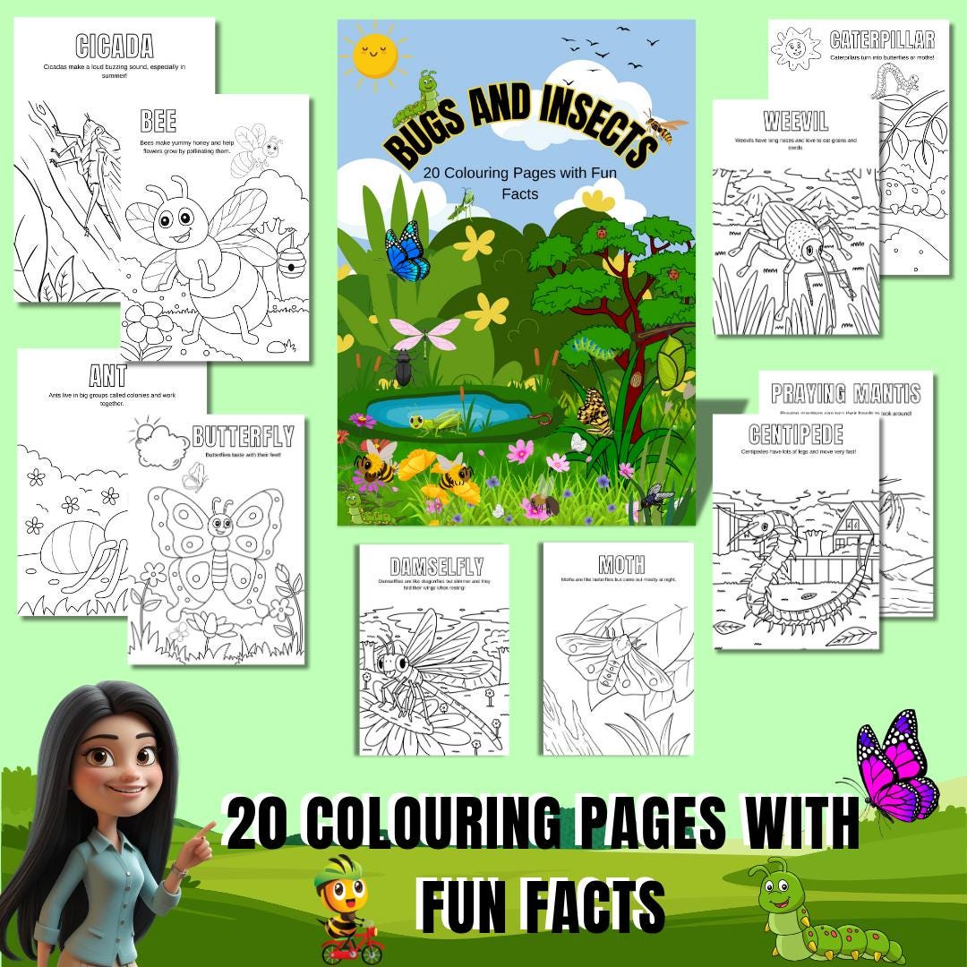 Bug & Insect Coloring Pages With Fun Facts | Activity Worksheets for ...