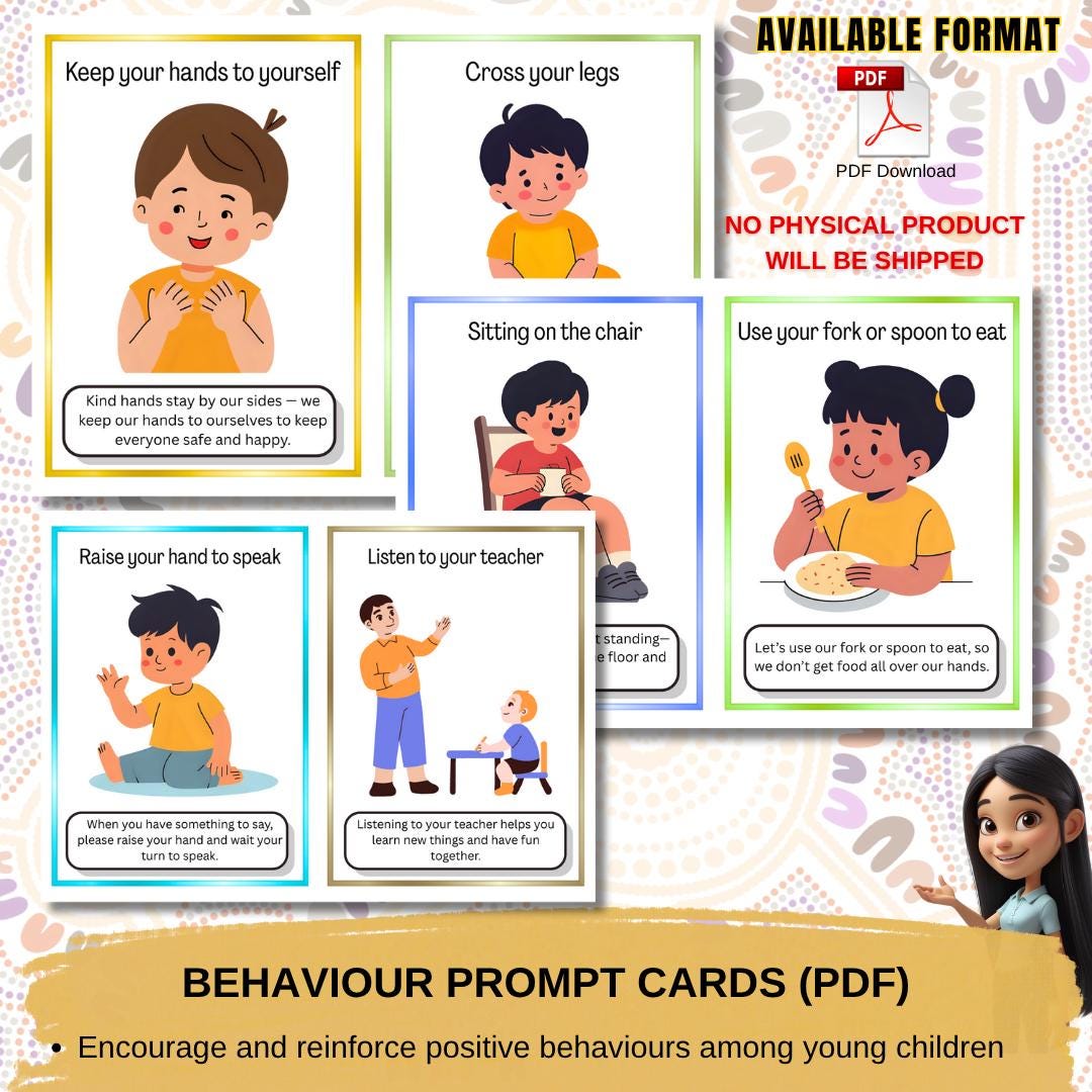 Printable Behaviour Cards|behaviour Prompt Cards|classroom Behaviour ...