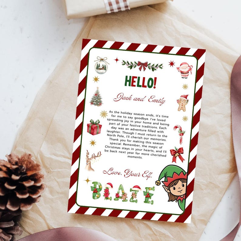 Hello Elf Letter Card | Editable Elf Arrival Letter | Christmas Elf ...