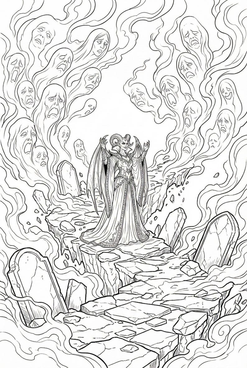 Mazeekin, Démon Au Service Du Mal, Livre De Coloriage Gothique Pour ...