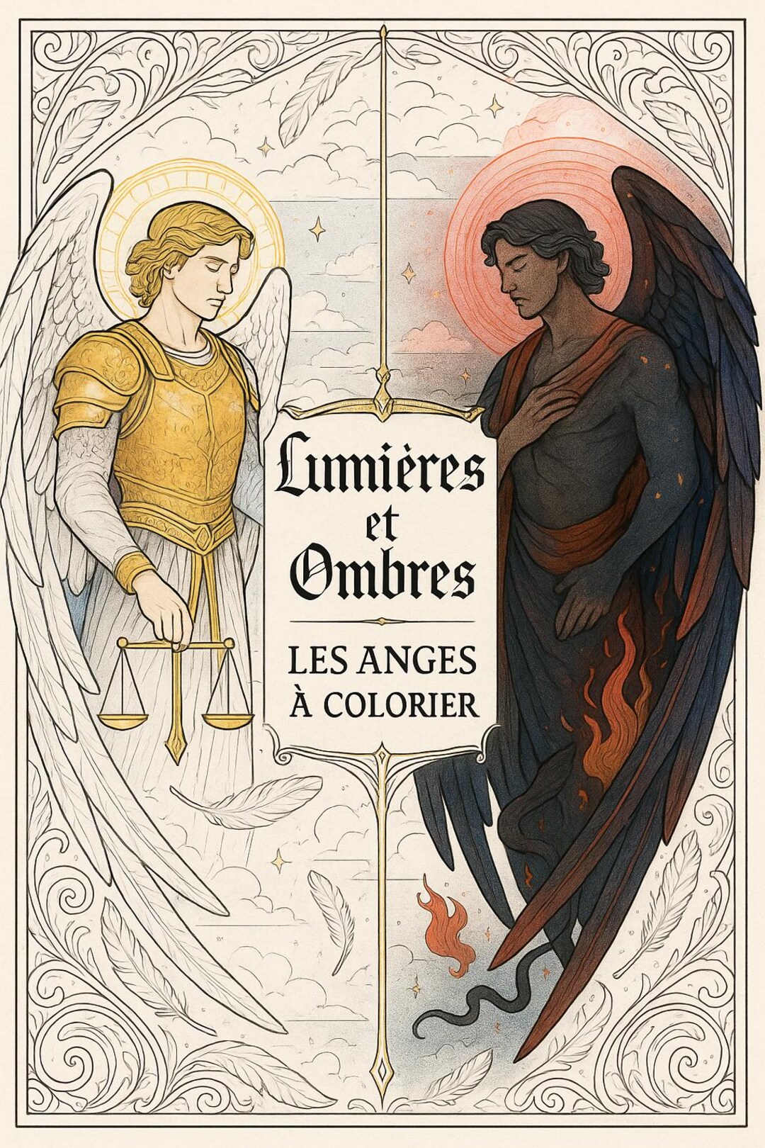 Mystical Angels Coloring Pages – Light & Shadow Illustrations ...