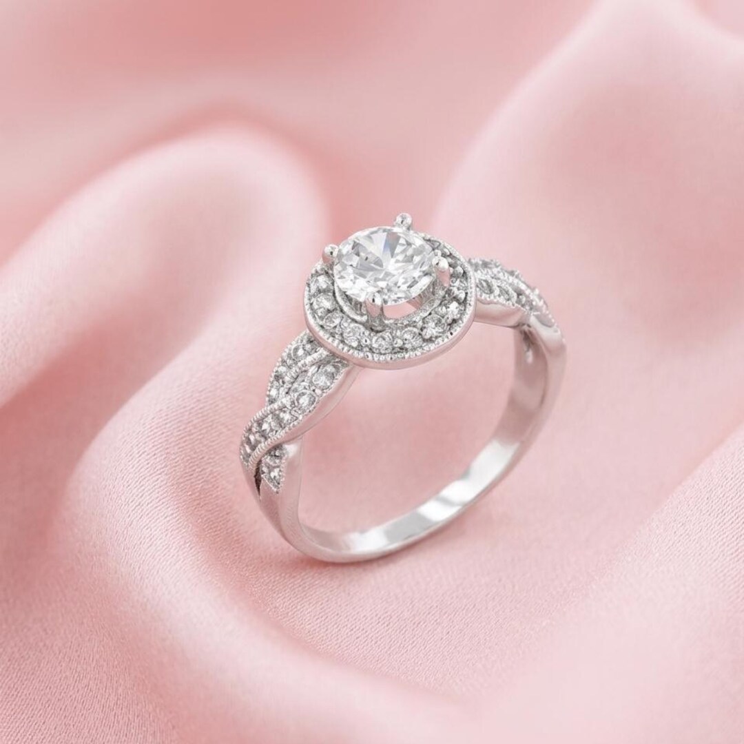 Exquisite Pavé Diamond Twisted Infinity Band Ring 14K Gold Plated - Etsy