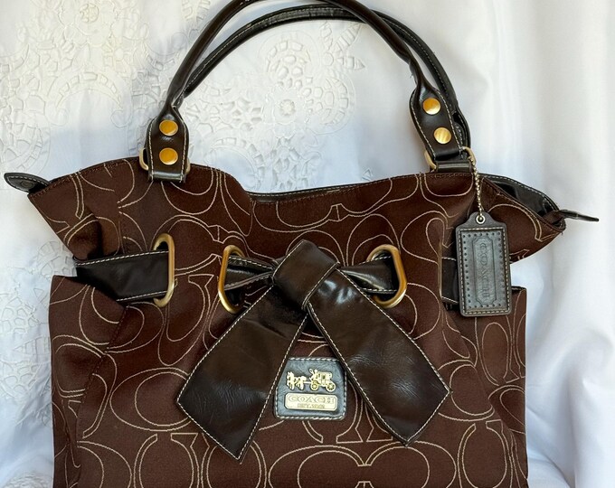 Y2K Coach Jacquard & Leather Bucket Bag: Monogrammed Coach Double ...