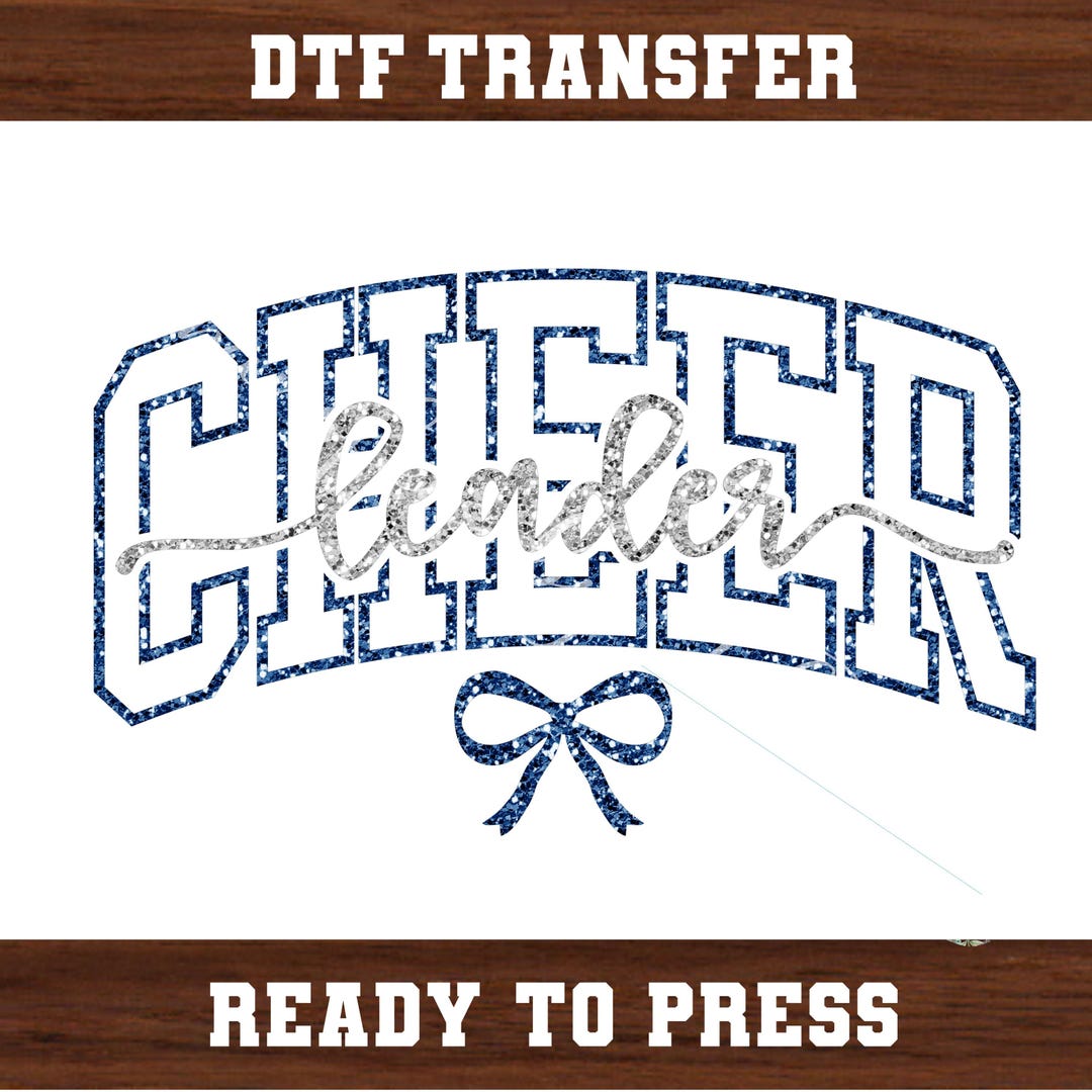 Cheerleader Blue and Silver With Bow DTF - Cheerleader Blue Glitter ...