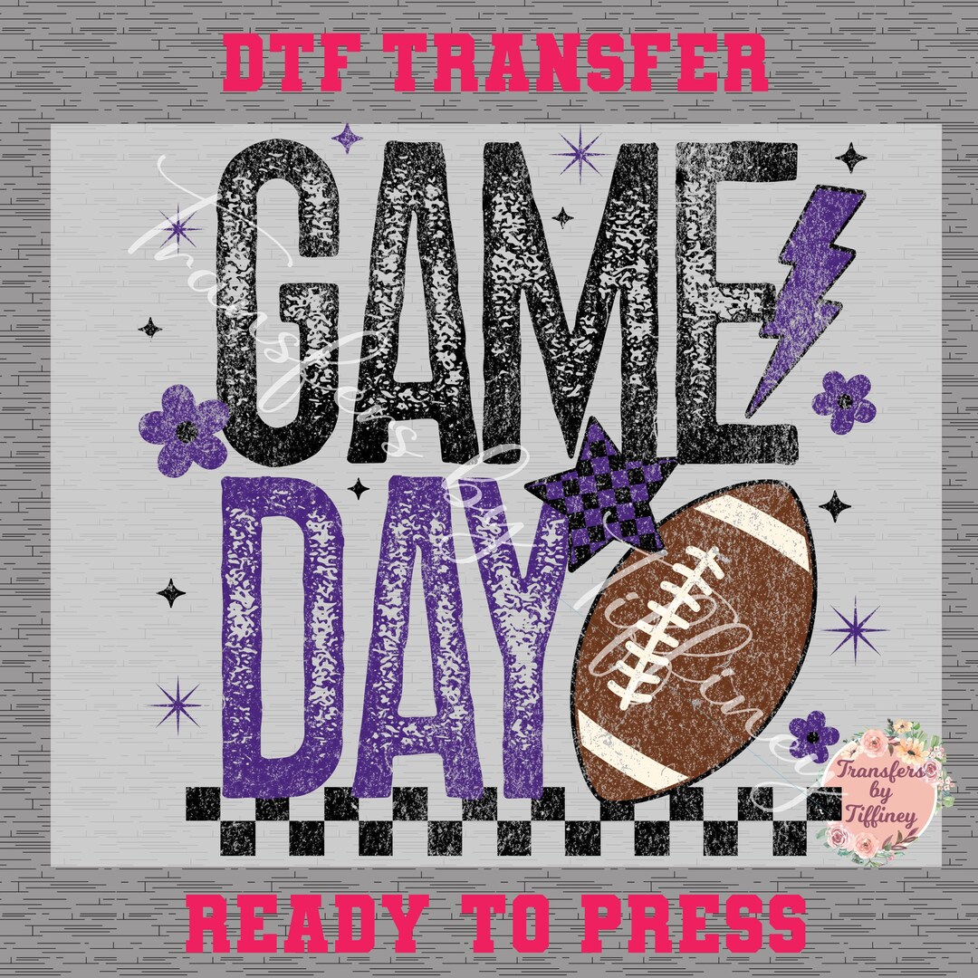 Retro Game Day Black and Purple DTF, Football Season Game Day Shirt ...