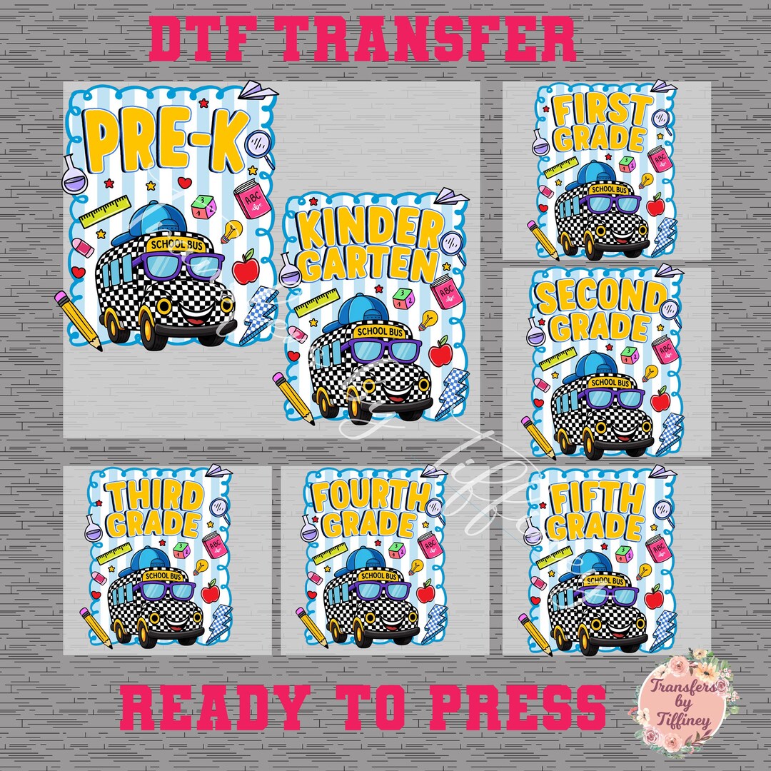 Preppy Back to School Checkered Bus Transfers, Pre-k/kindergarten ...