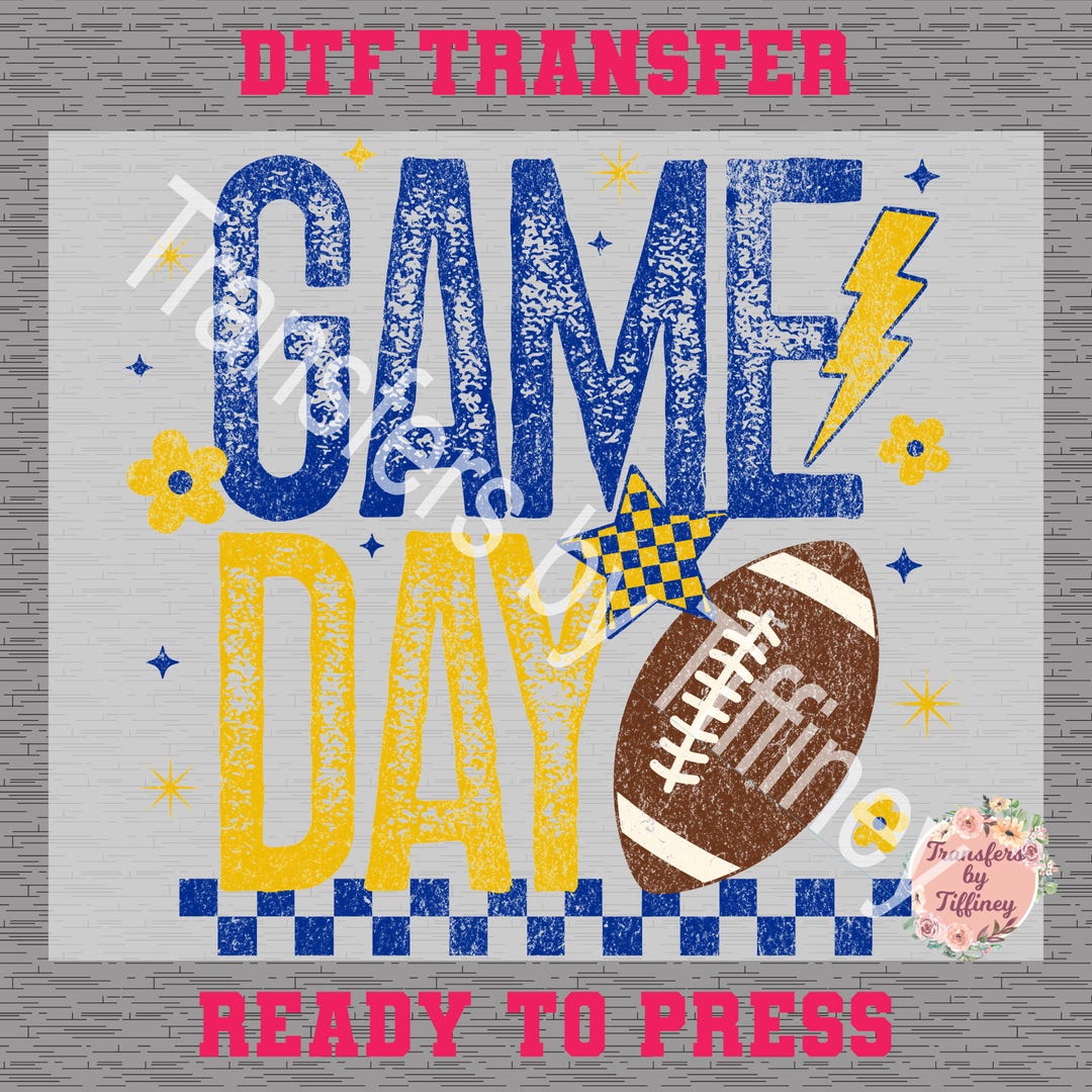 Retro Game Day Blue and Yellow DTF, Football Season Game Day Shirt ...