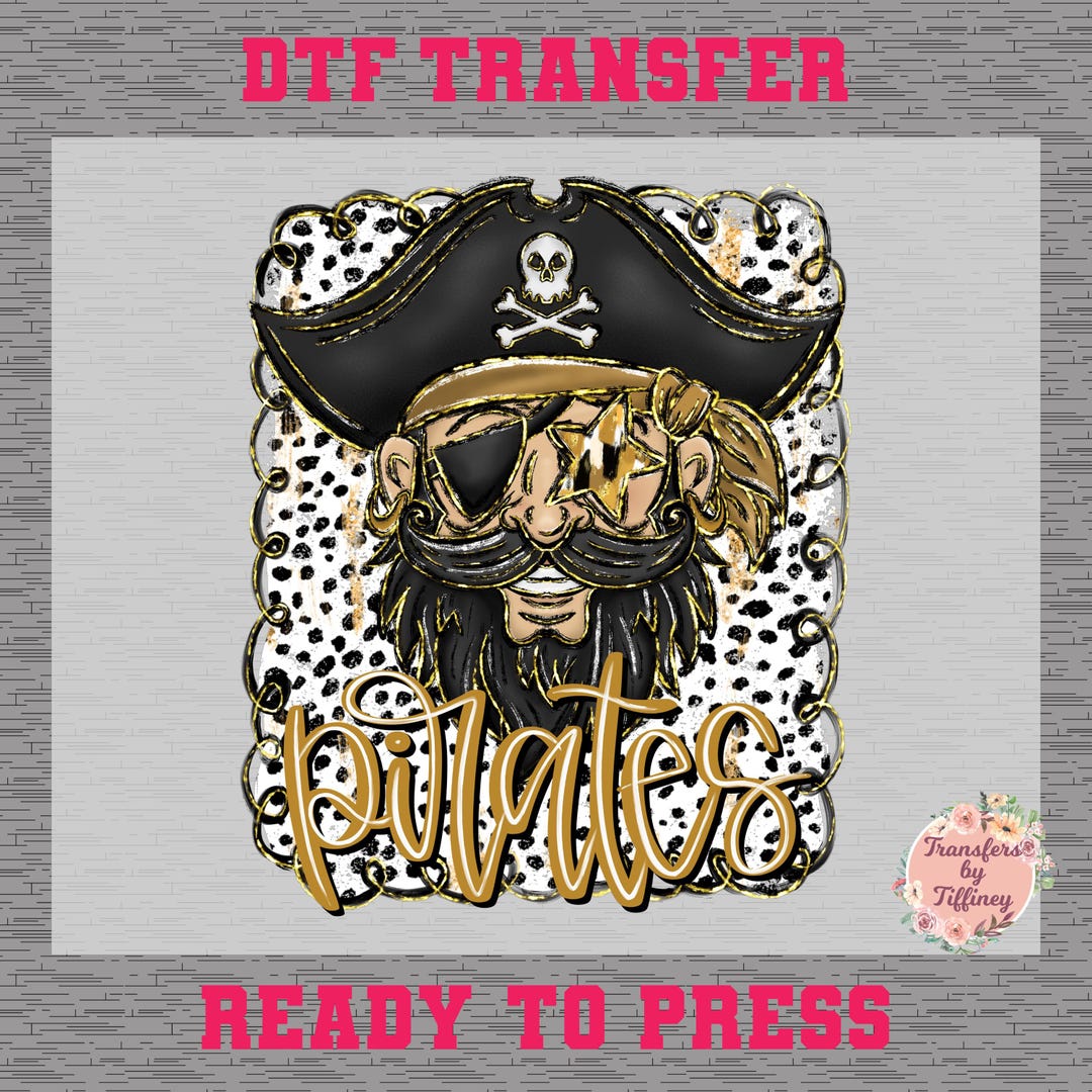 Pirates Preppy Mascot Coquette DTF, Girls Preppy Pirate Design Dtf Gold ...