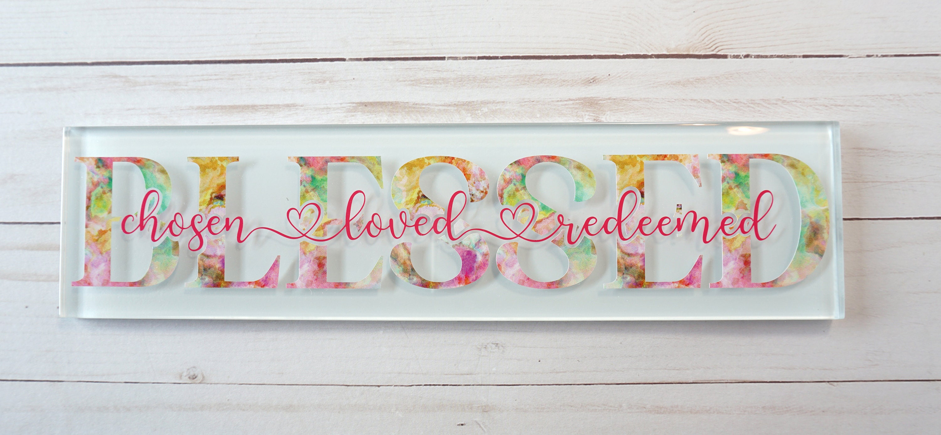 Decorative Christian Sign Blessed Chosen Loved Redeemed | Etsy