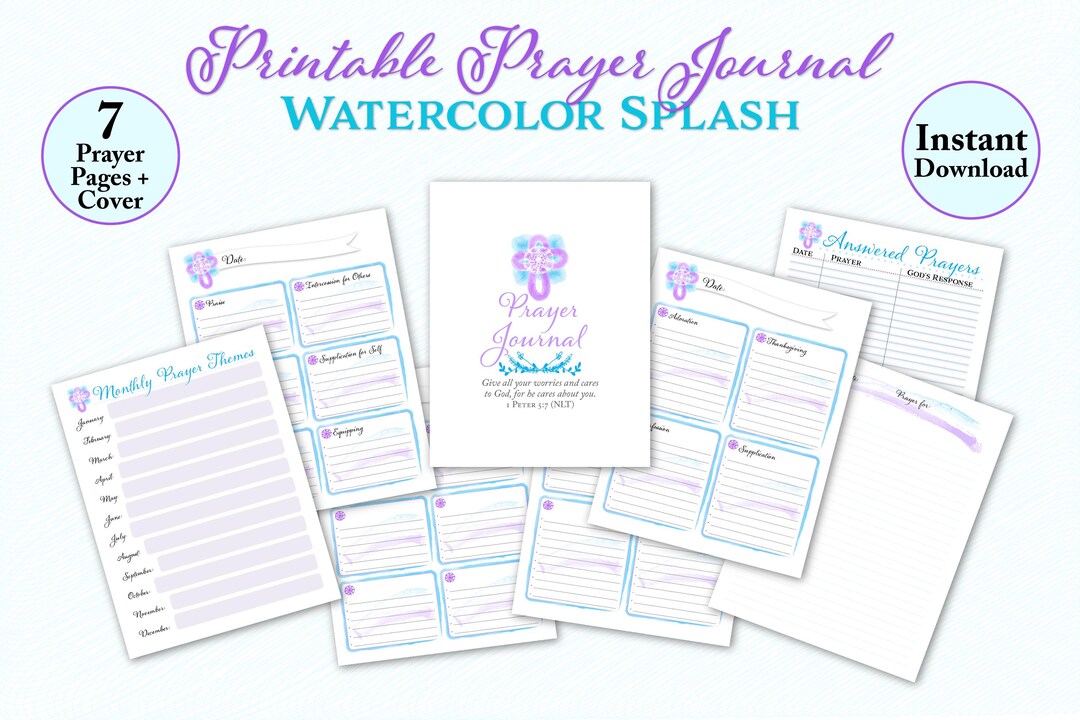 Prayer Journal Kit: Watercolor Design (printable PDF) - Etsy