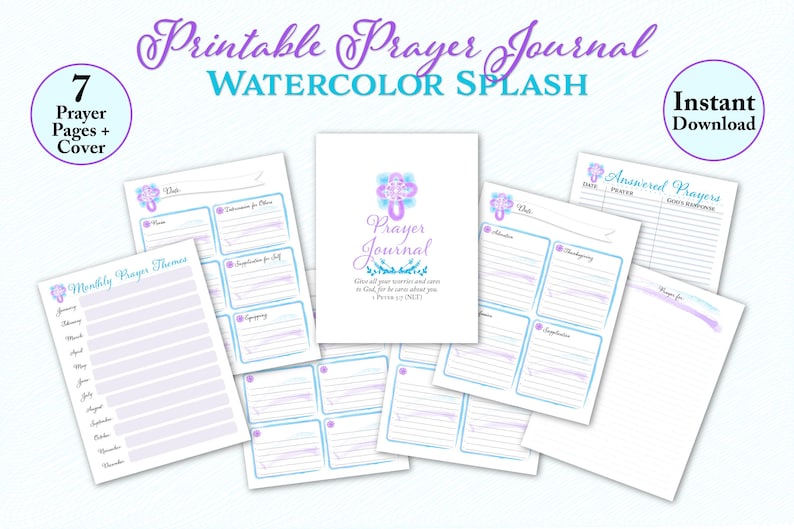 Prayer Journal Kit: Watercolor Design (printable PDF) - Etsy