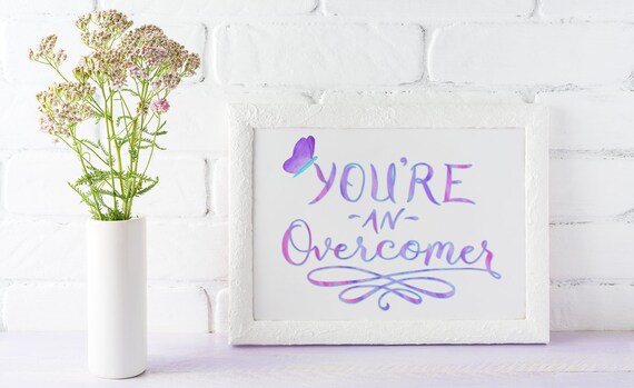 Christian Wall Art You're an Overcomer Hand Lettered | Etsy