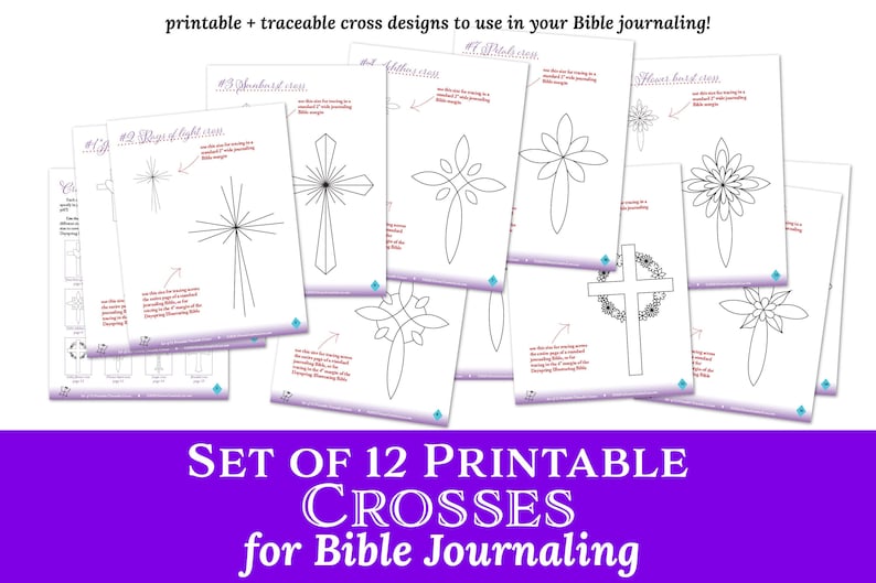 Bible Journaling Printables 12 Traceable Cross Designs - Etsy