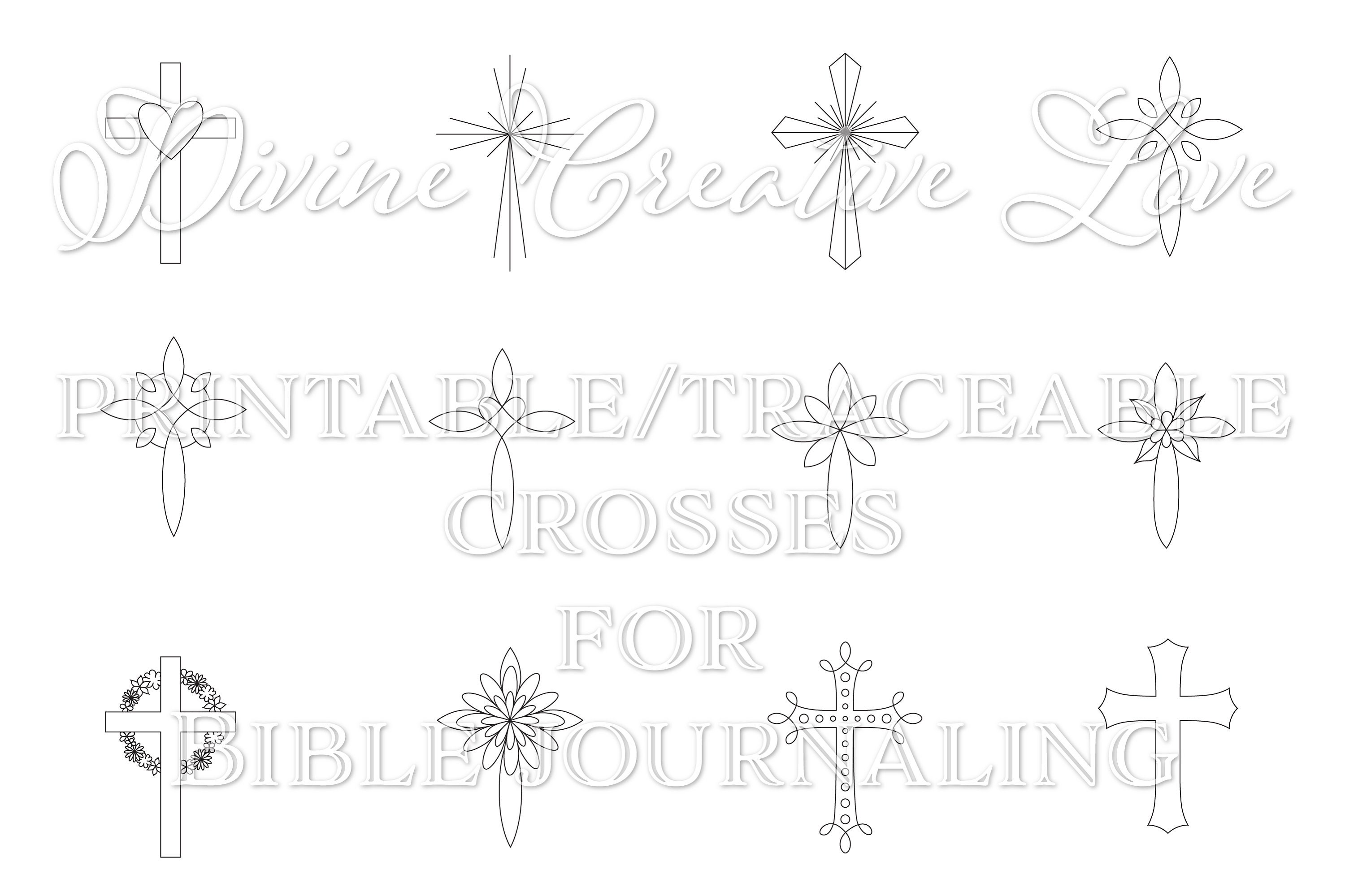 Bible Journaling Printables 12 Traceable Cross Designs - Etsy