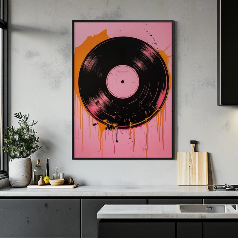 Retro Vinyl Record Printable - Vintage Melted Vinyl Wall Art, Bold Pop ...