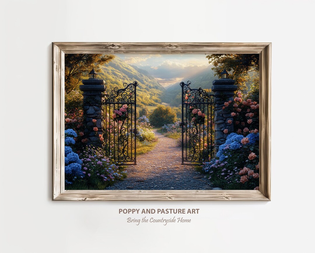 Cottage Garden Gate Printable Wall Art - Romantic English Countryside ...