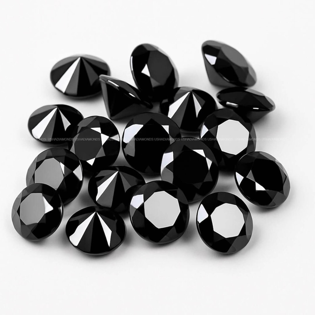 AAA Natural Black Diamonds – Round Cut, Loose Faceted Diamond (0.8mm ...