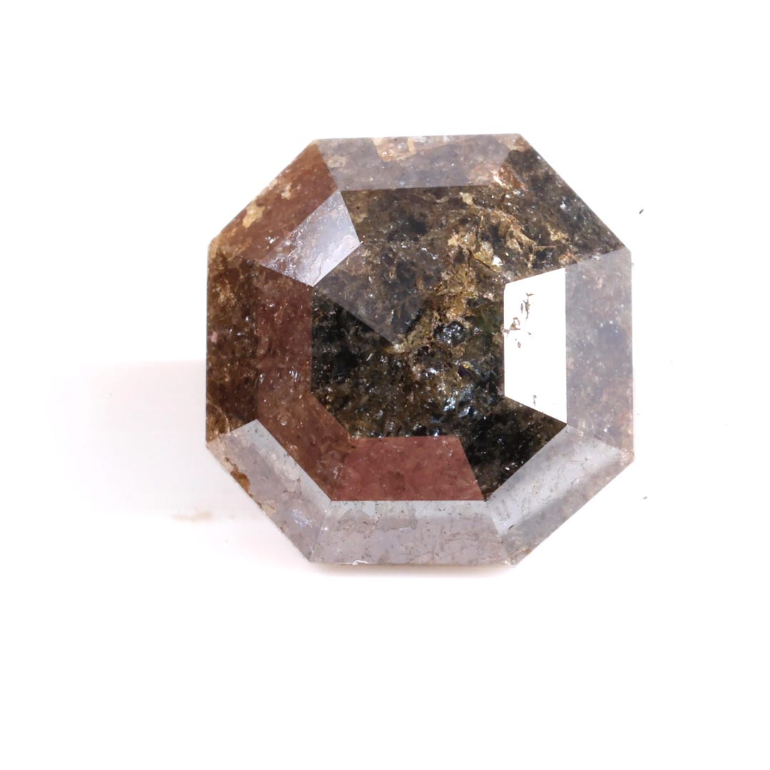 1.94 Ct Octagon Cut Natural Brown Diamond, Unique Rustic Polished Loose ...