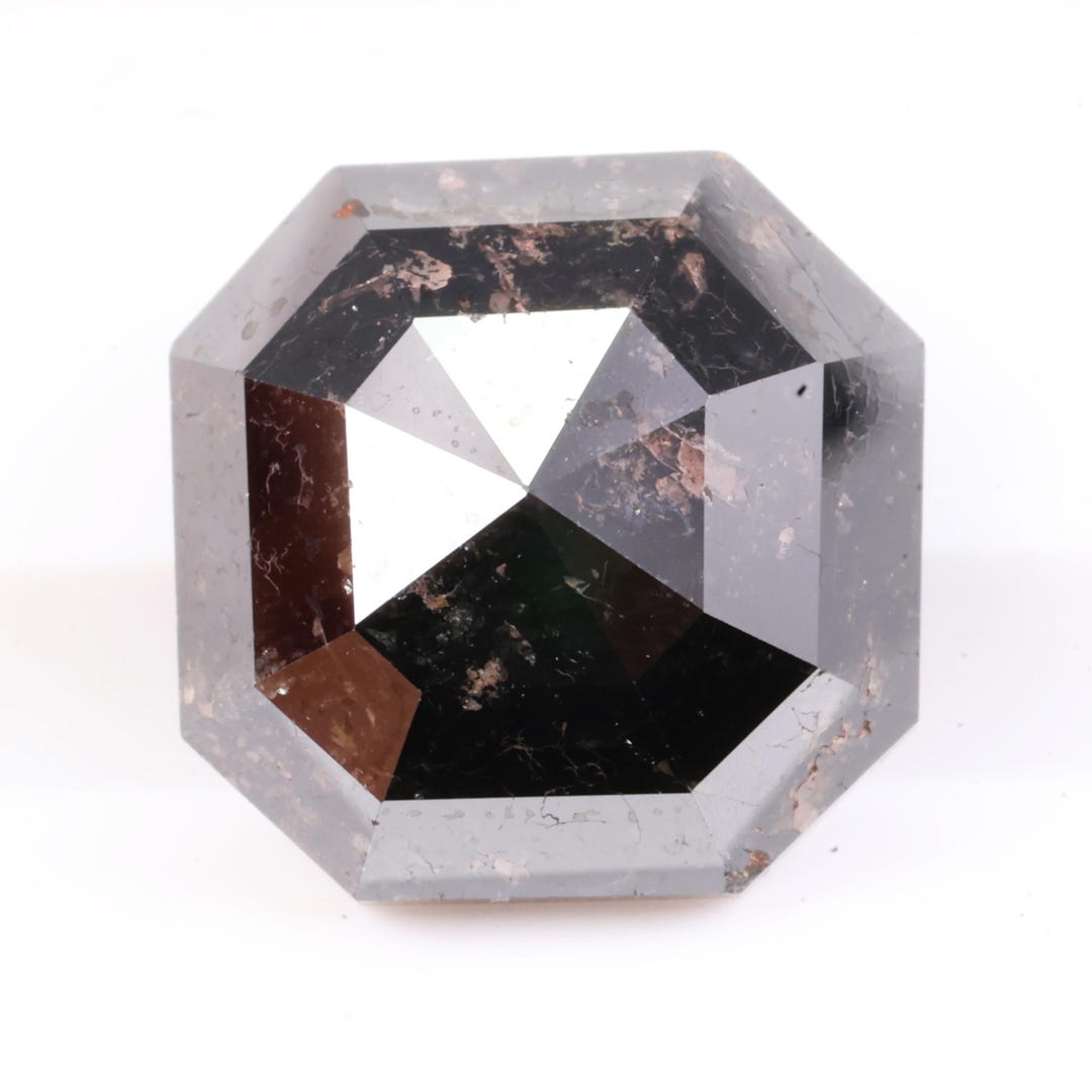 3.16 Ct Grey Black Octagon Cut Diamond, Rustic Vintage Stone - Etsy