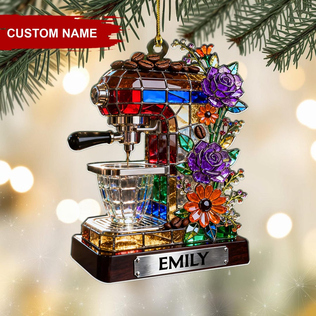 Personalized Coffee Machine Christmas Ornament, Colorful Acrylic ...