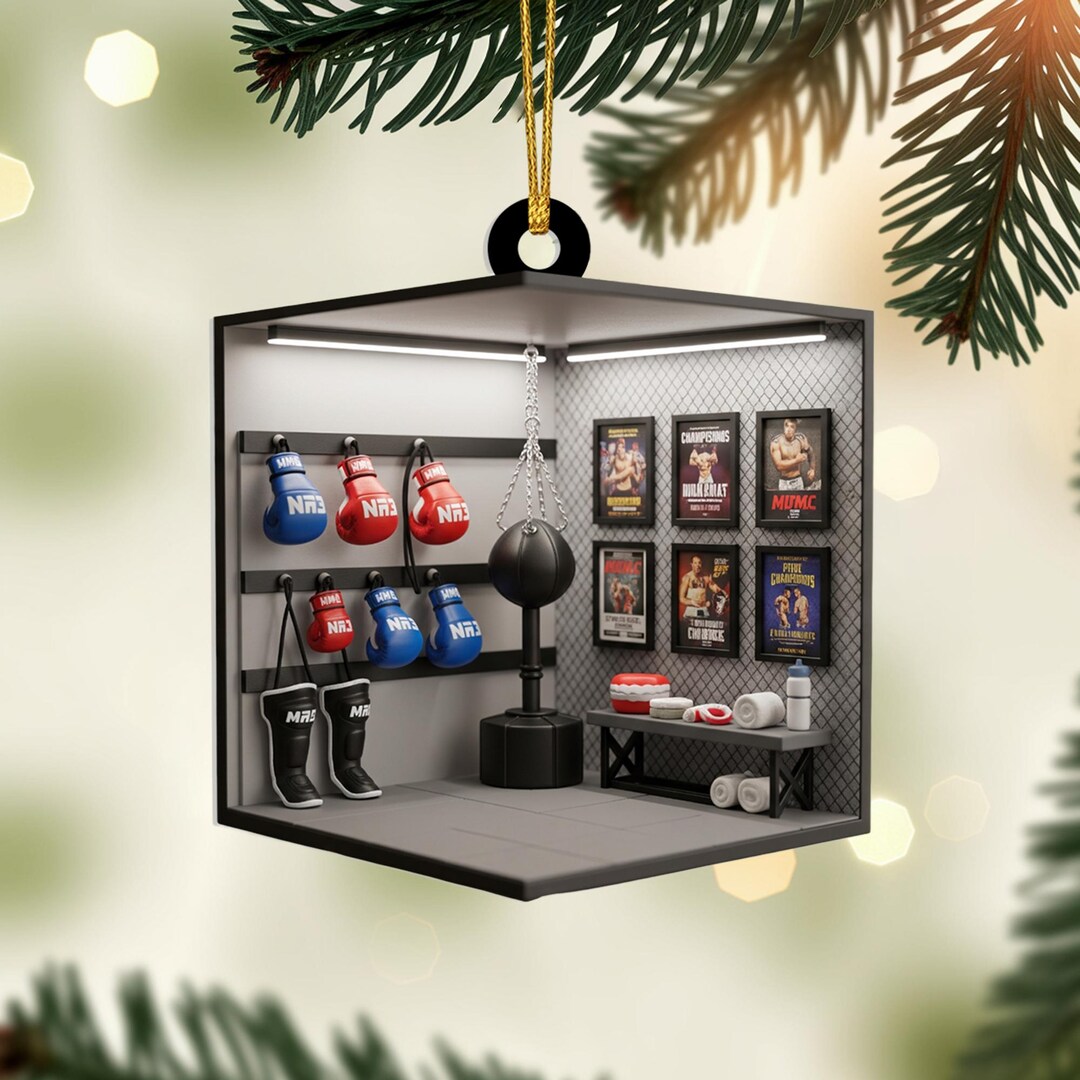 MMA Boxing Gym Christmas Ornament Sports Gift, Miniature Training Room ...