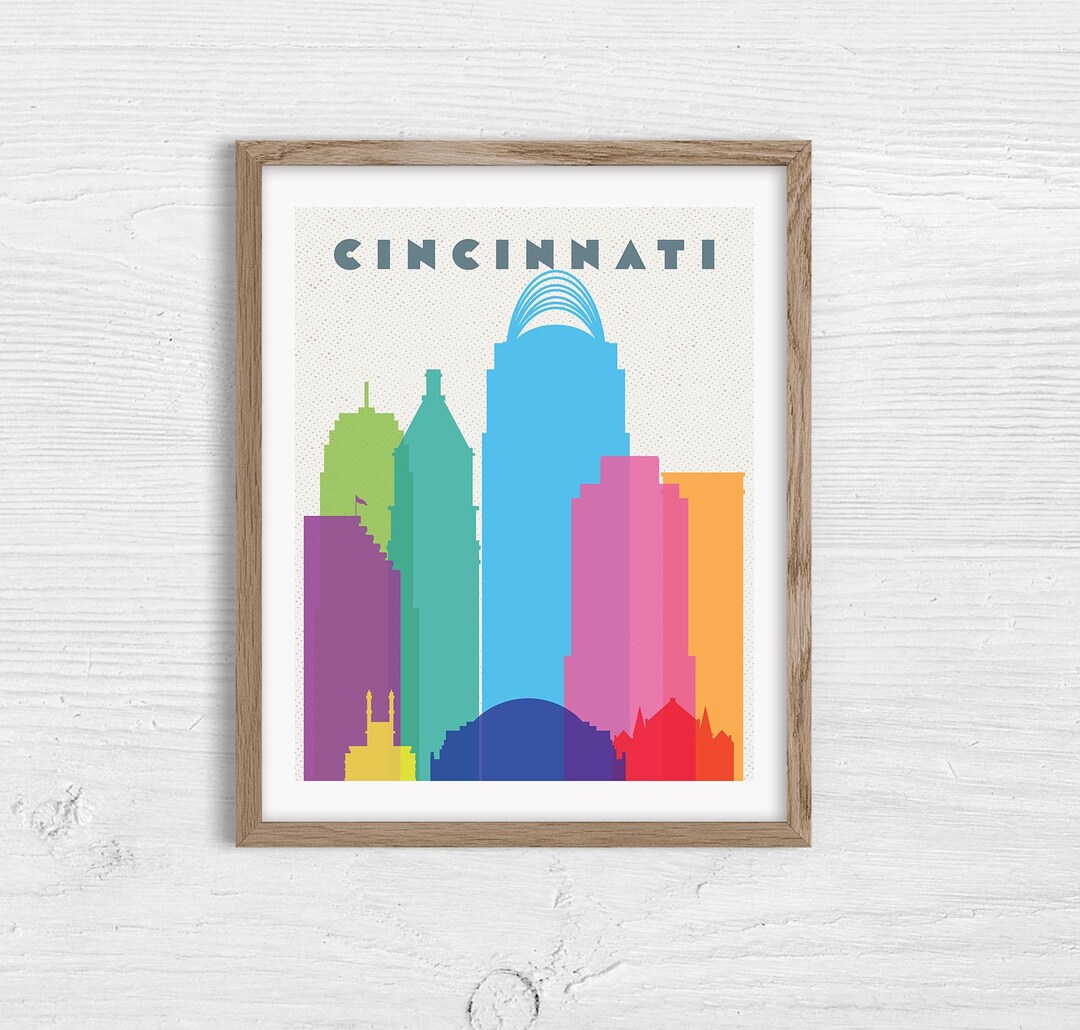 Cincinnati Skyline Poster – Colorful Wall Art, Modern City Print ...