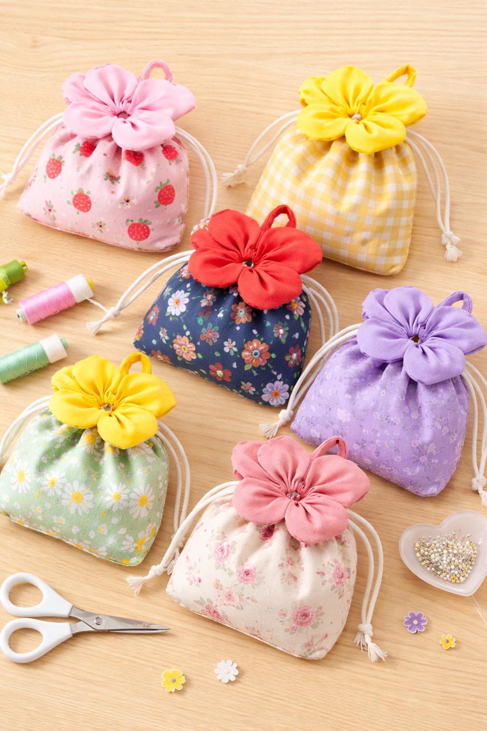 Flower Pouch Sewing Pattern PDF | Gift Bag With Flower | Drawstring Bag ...